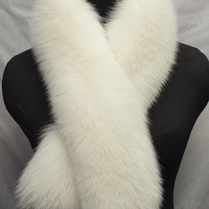 Real White Fox Fur Scarf Collar Neck Warmer off White Genuine New ...
