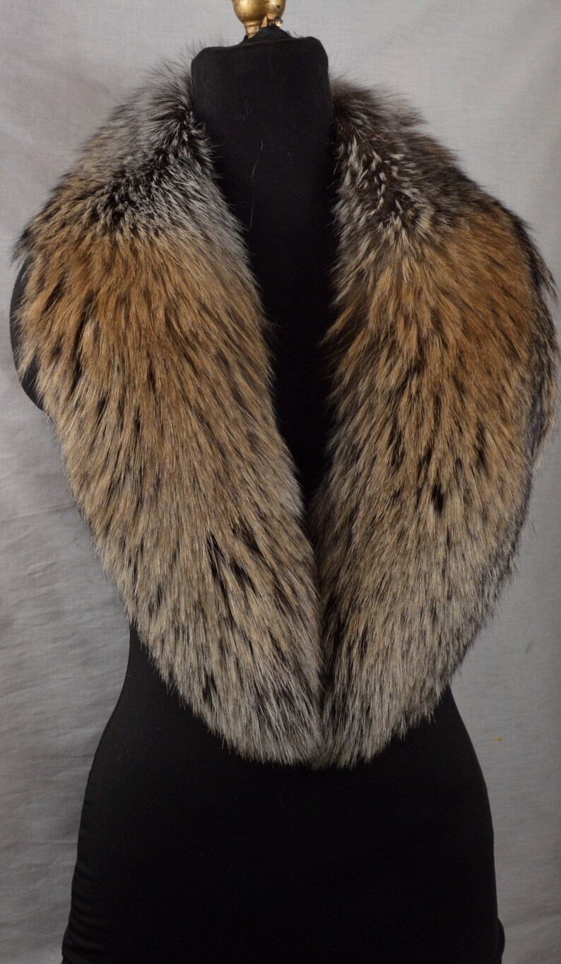 Real Natural Cross Fox Detachable Fur Collar Men Women Genuine New ...