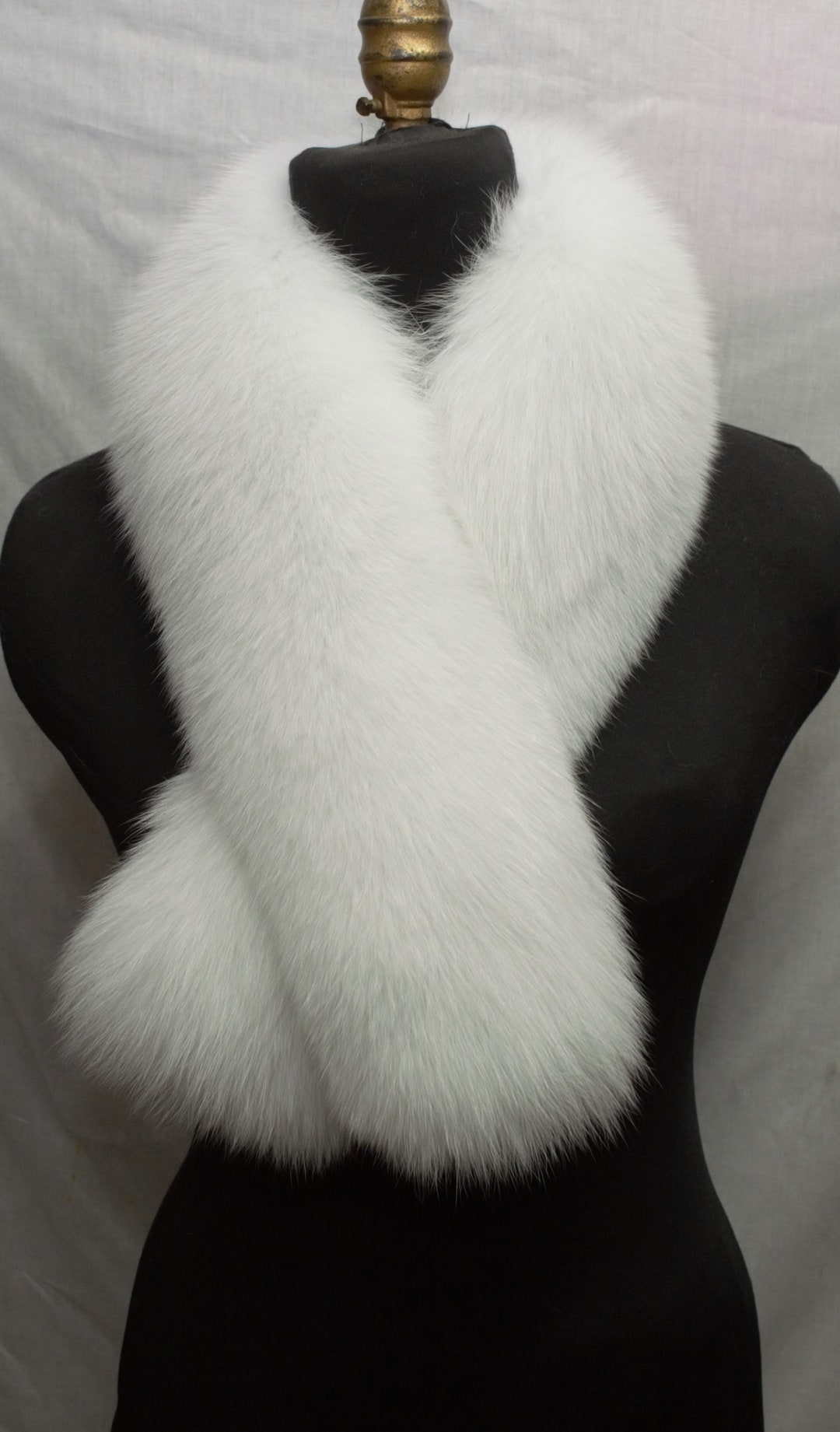 Real Bright White Fox Fur Scarf Collar Neck Warmer Genuine New ...