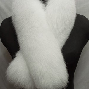 Real Bright White Fox Fur Scarf Collar Neck Warmer Genuine New ...