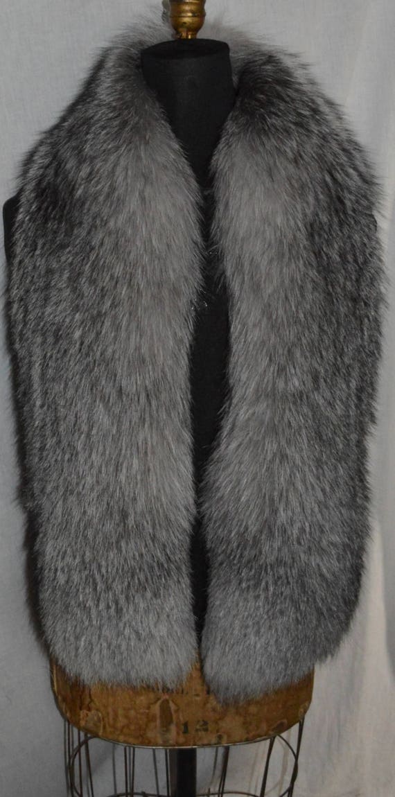 Real Fox Fur Boa Scarf Wrap Fling Blue Frost New Made in the - Etsy