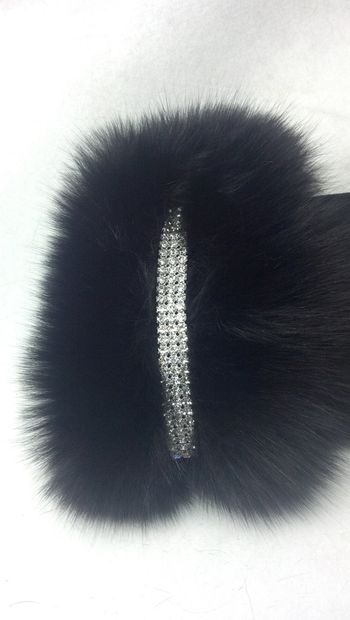 Fox Fur Cuffs With Rhinestones in Black or Brown - Etsy