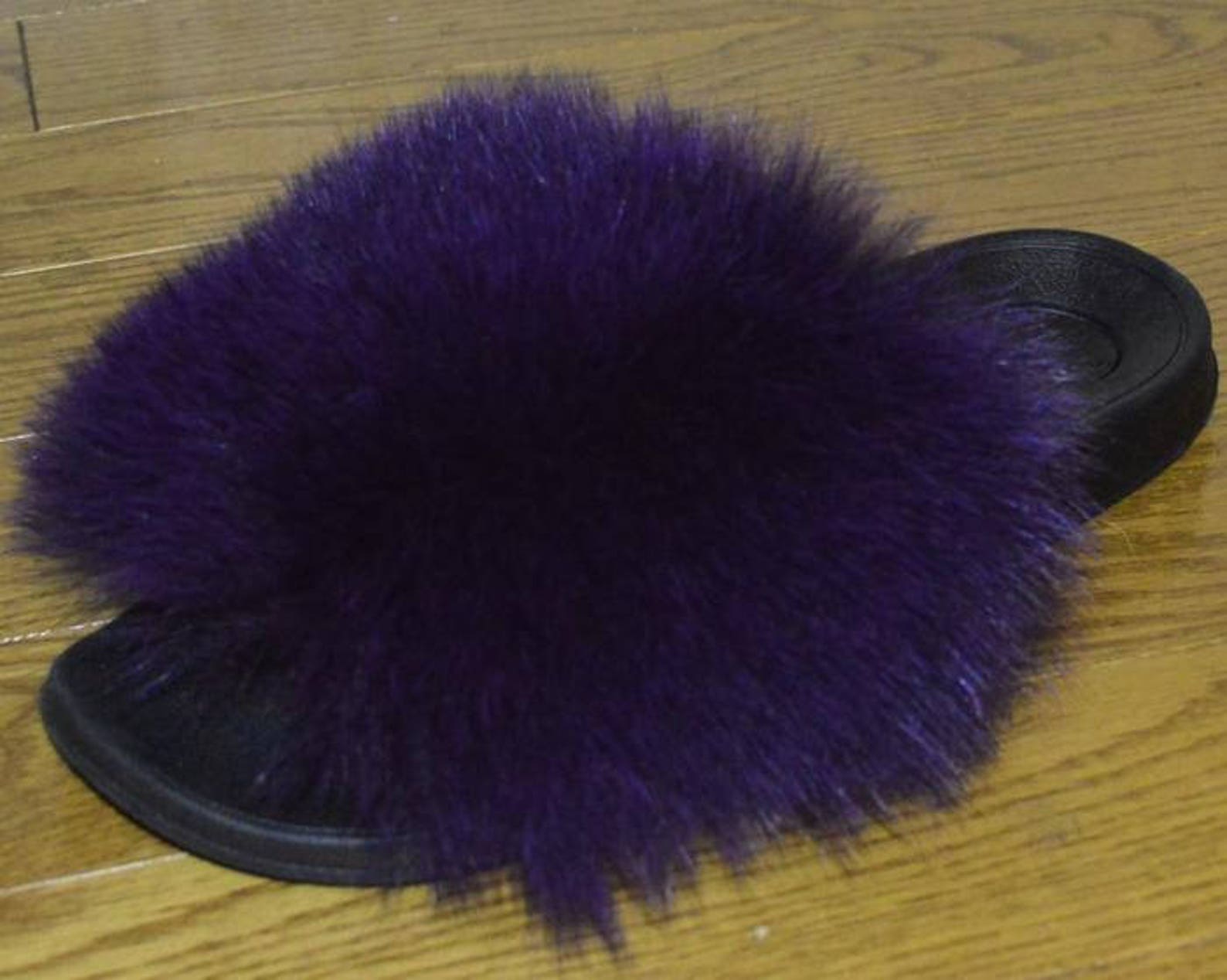 Real Fur Slide Fox Sandals Slippers Slides New - Etsy
