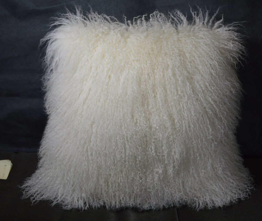 20" Mongolian Lamb Fur Pillow Natural White 20x20 Sheepskin Fur - Etsy