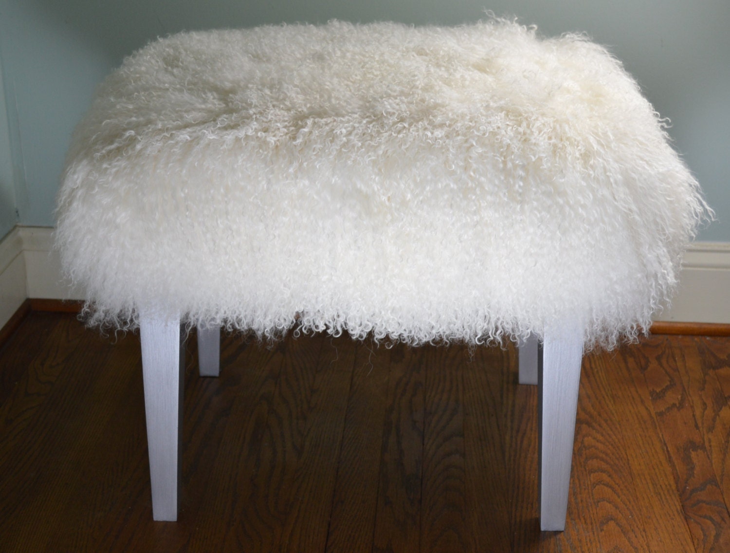 Real Natural Mongolian Lamb Fur Bench Tibet Lamb Stool New Sheepskin ...