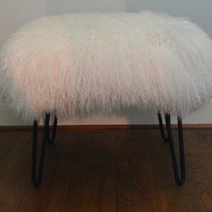 Real Natural Mongolian Lamb Fur Bench Tibet Lamb Stool New Sheepskin ...