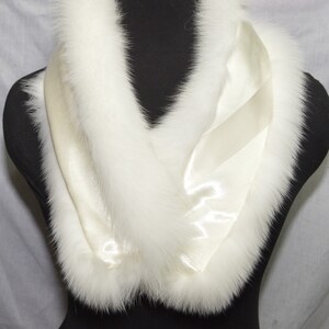 Real White Fox Fur Scarf Collar Neck Warmer off White Genuine New ...