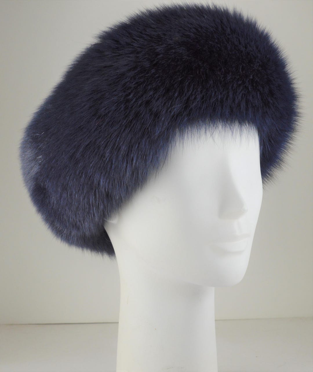Real Navy Blue Fox Fur Headband New Manufactured in US - Etsy