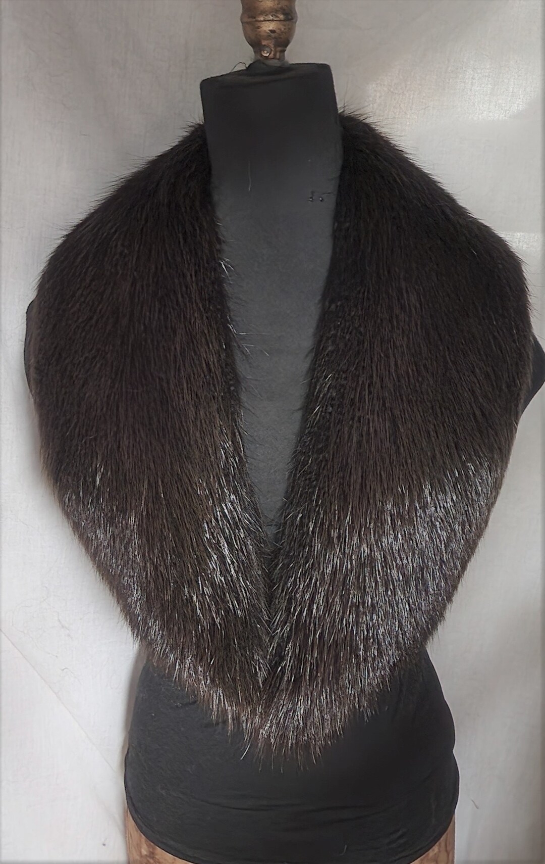 Real Dark Brown Beaver Fur Collar Women Men Detachable New Manufactured ...