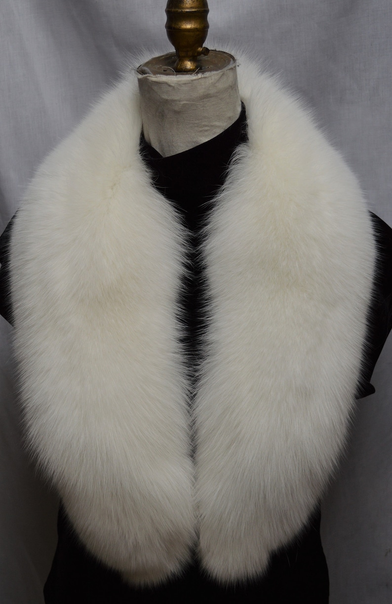 Real Genuine Natural White Fox Detachable Fur Collar New Made in Usa ...