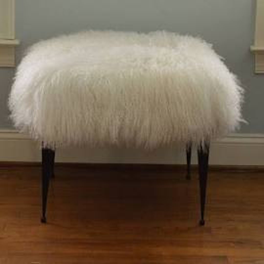 Mongolian Lamb Bench Stool Footstool Ottoman Tibet Lamb Fur New ...