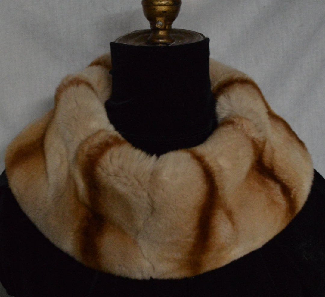 Real Genuine Rex Rabbit Dyed Golden Chinchilla Fur Loop Collar New ...