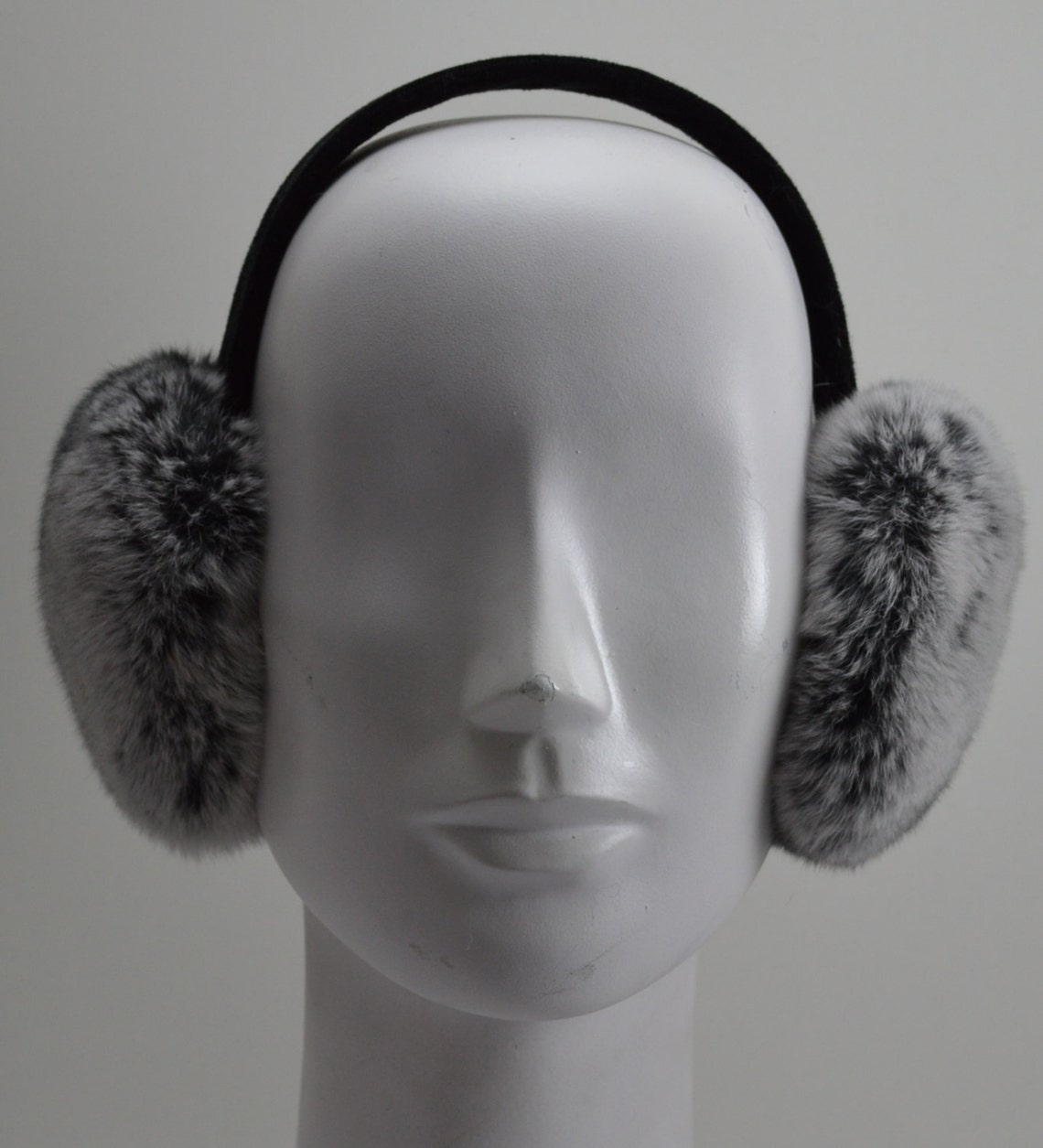 Rex Rabbit Fur Earmuffs Dyed Chinchilla New Manufactured in USA Grey - Etsy