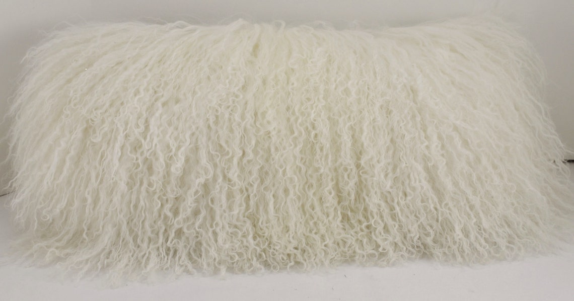 Mongolian Lamb Pillow White Natural New Usa Made Authentic - Etsy
