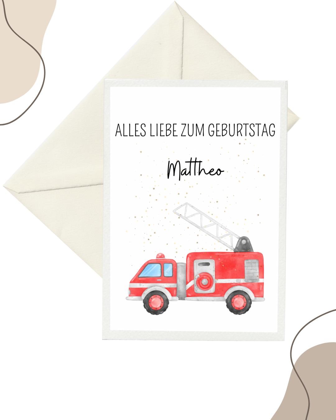 Firefighter Birthday Card With Name | Personalized Card for Children ...