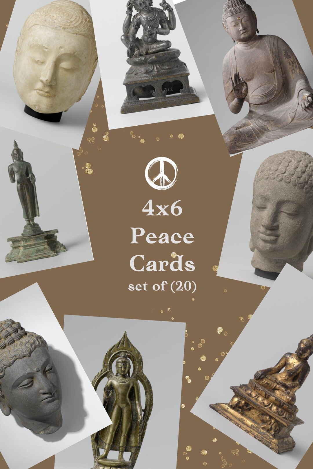 Peace Cards - Set of 20 Buddha Greeting Cards - 4x6 Printable Digital ...