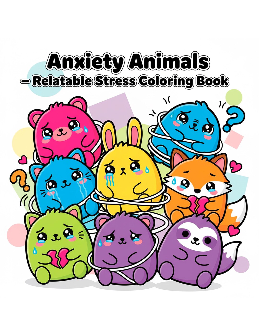 Anxious Animal Coloring Pages – Stress Relief Printable PDF – Therapy ...