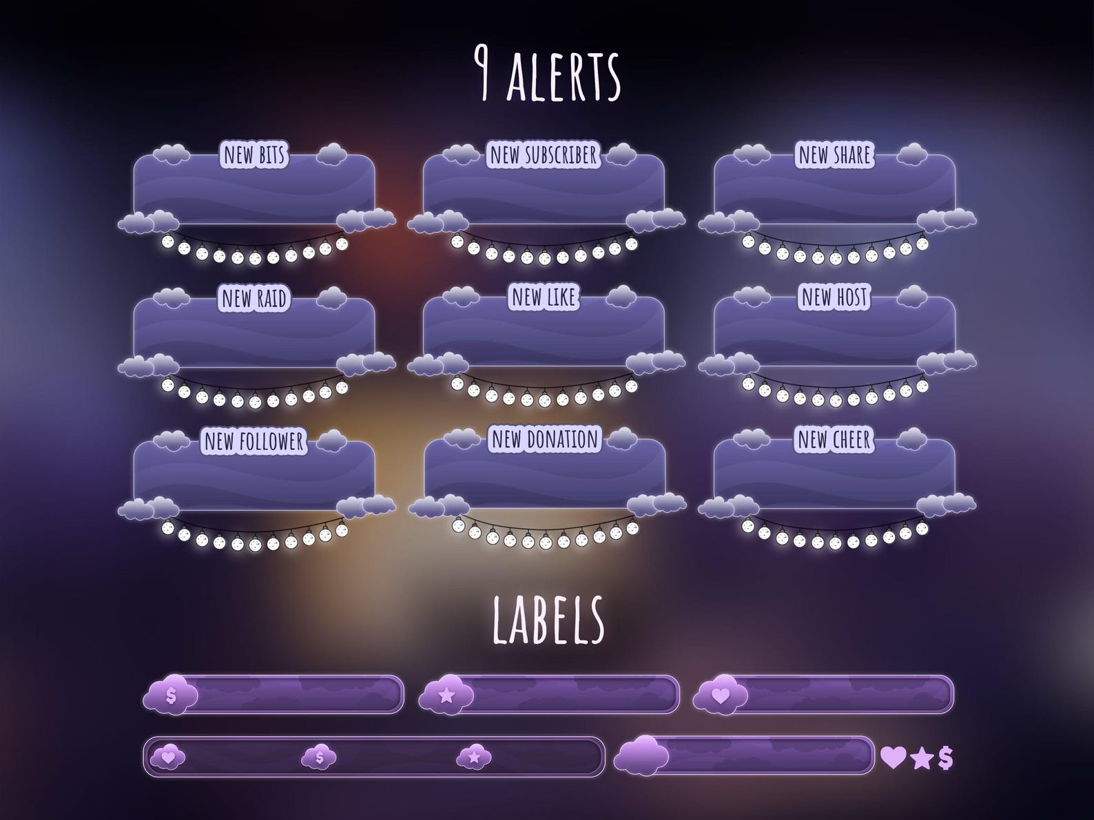 Animated Stream Overlay Pack | Cozy Room | Night Vibe Overlay Package ...