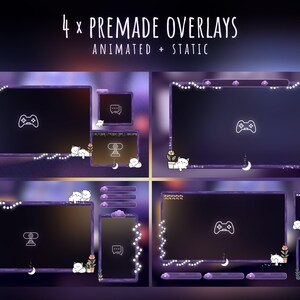 Animated Stream Overlay Pack | Cozy Room | Night Vibe Overlay Package ...