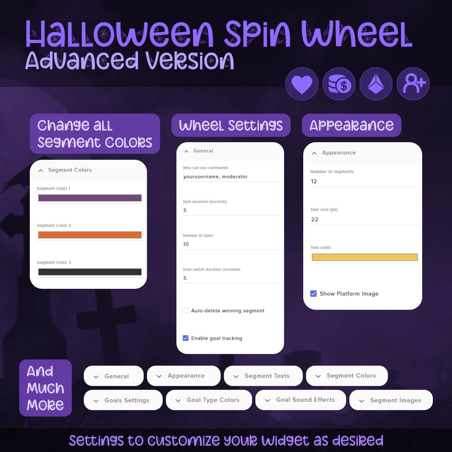 Advanced Spin Wheel Widget | Halloween Twitch Widget | Customizable ...