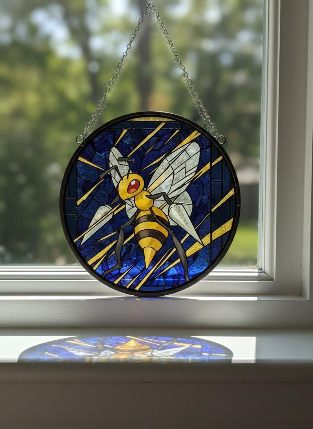 Beedrill Pokémon Stained Glass Suncatcher | Bug Type Window Hanging ...