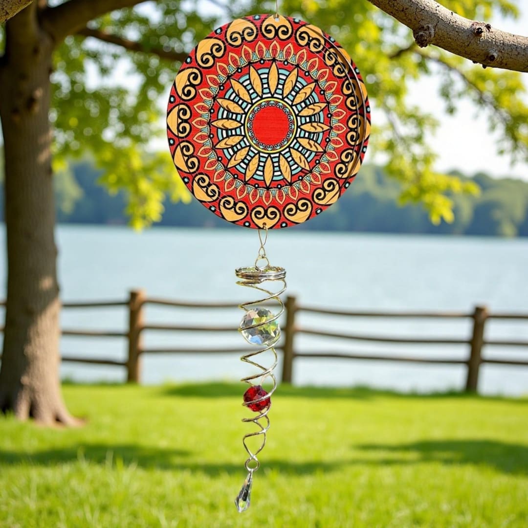 Boho Mandala Sun Wind Chime Suncatcher, Outdoor Balcony Garden Decor ...