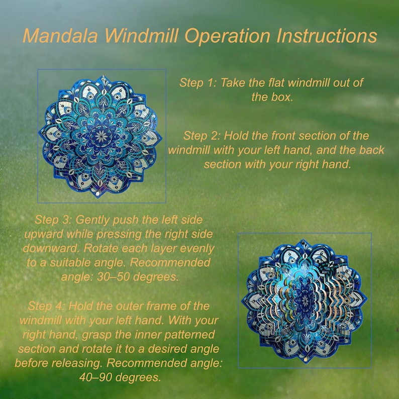 Boho Mandala Kinetic Wind Chime, Rotating Hanging Decor, Christmas Gift ...
