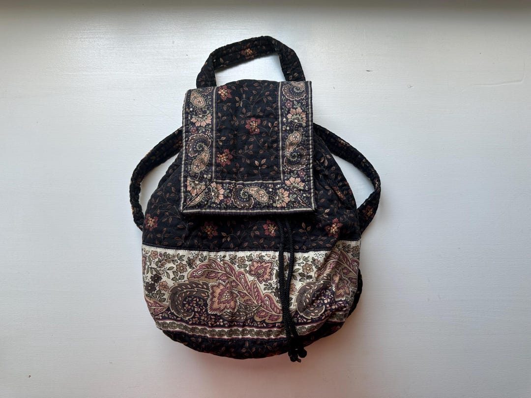 Vintage 90s 'vera Bradley' RETIRED Black Walnut Fabric Mini Backpack - Etsy