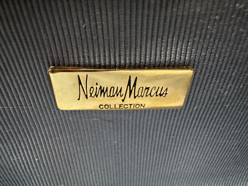 Vintage 70s 'neiman Marcus Collection' Tan and Blue Large Woven Straw ...