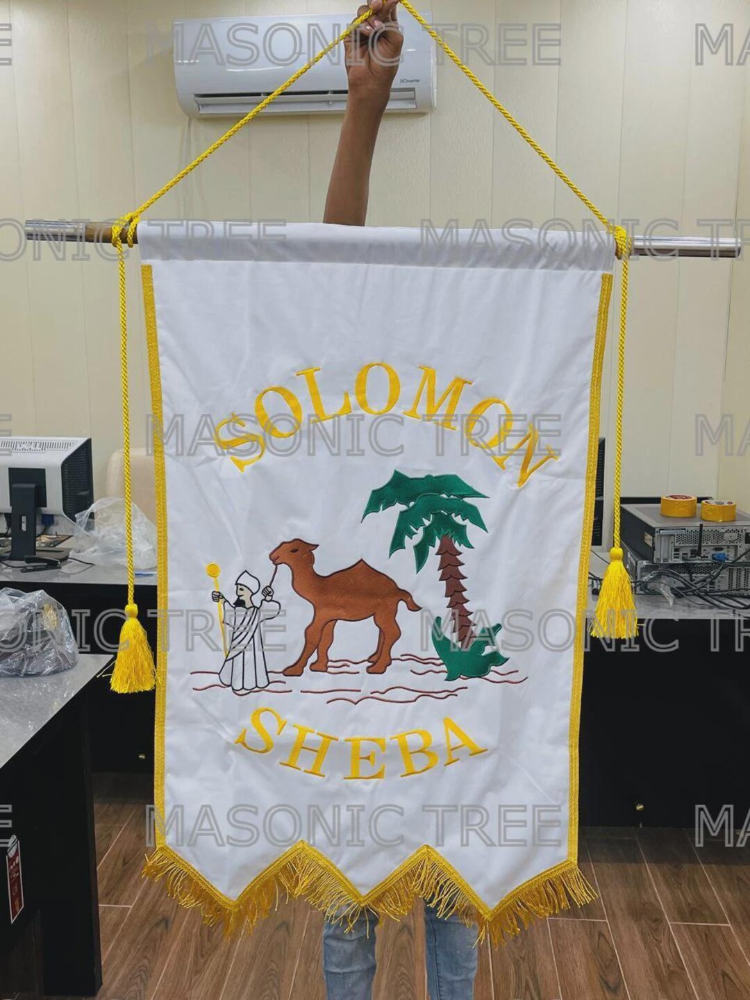 Masonic Solomon Sheba Embroidered Banner With Fringe & Hanging Cords - Etsy