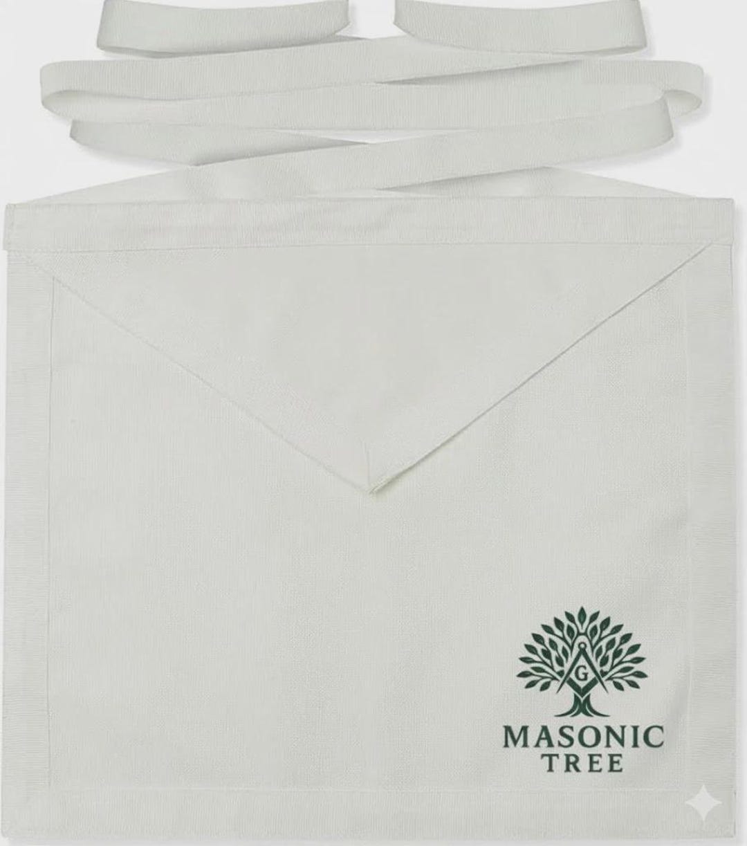 Masonic White Apprentice Apron – Canvas Fabric With White Ribbon Trim ...