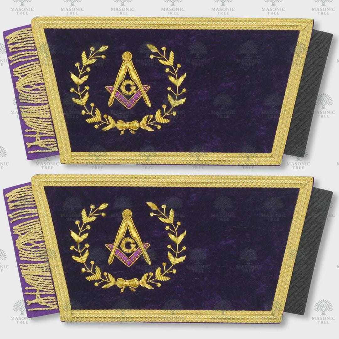 Masonic Grand Lodge Cuffs Set –gold Hand Embroidered Work on Purple ...
