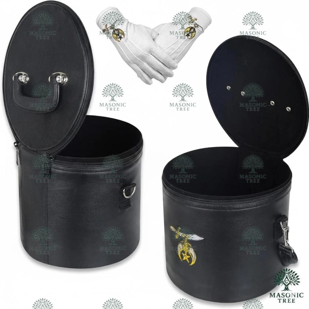 Masonic Shriner Fez Case – Black Leather With Strap & Free Embroidered ...