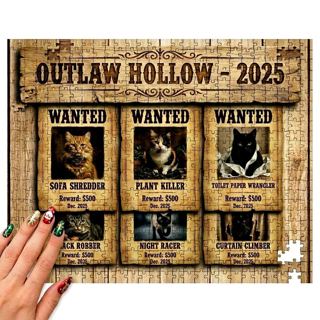 Custom Cat Bounty Puzzle From Pet Photos Wanted Poster Jigsaw Cardboard ...