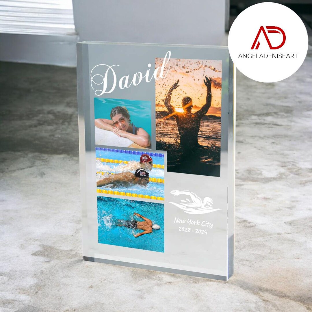 Personalized Swimming Photo Collage Acrylic Plaque, Custom Swimmer Gift ...