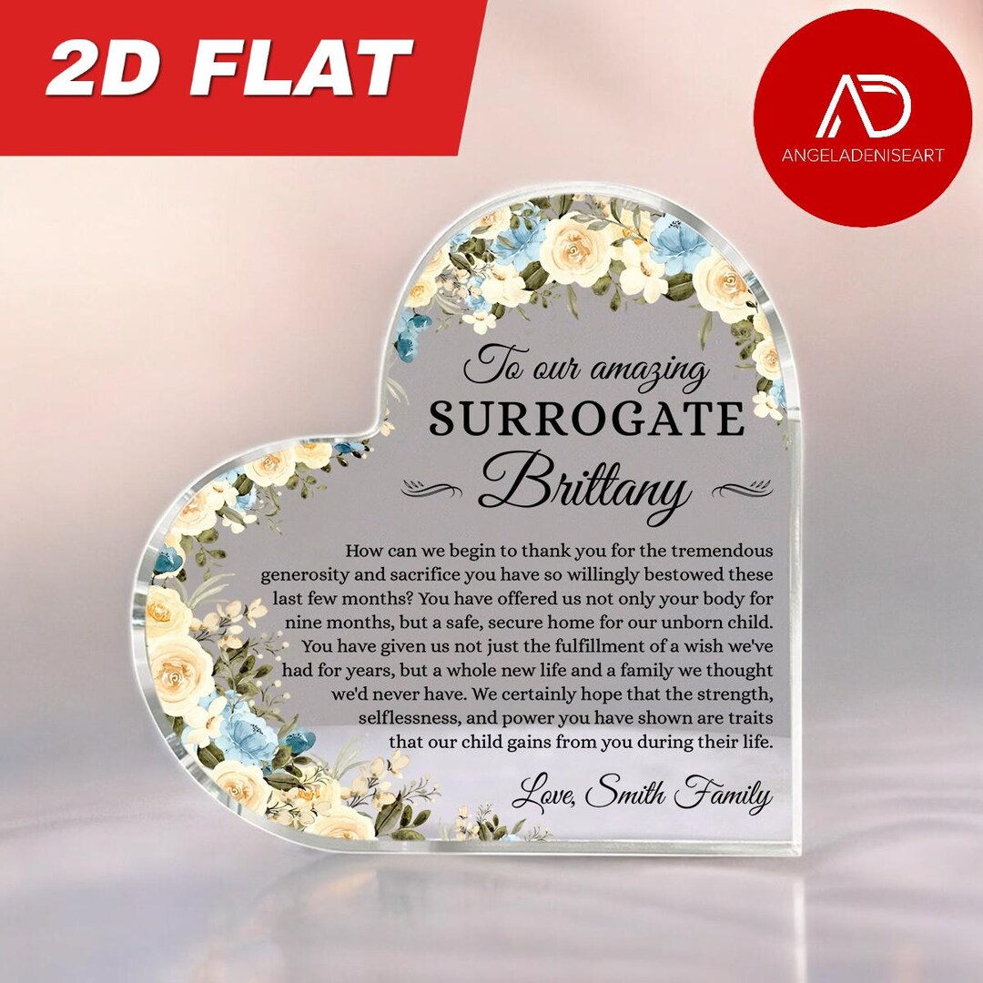 Personalized Surrogate Heart Acrylic Plaque, Surrogacy Appreciation ...