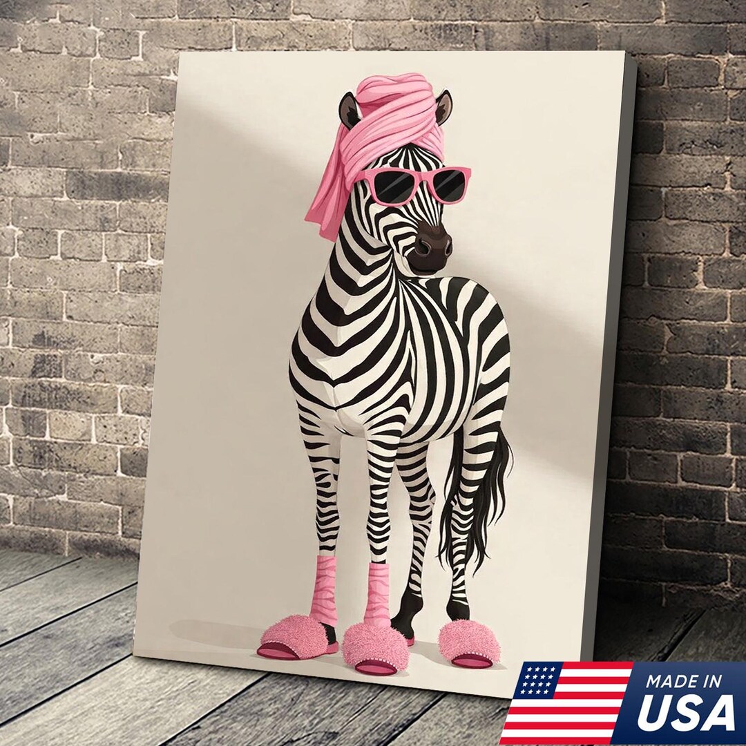 Fashion Zebra Wall Art, Pink Zebra Poster, Modern Animal Art Print ...