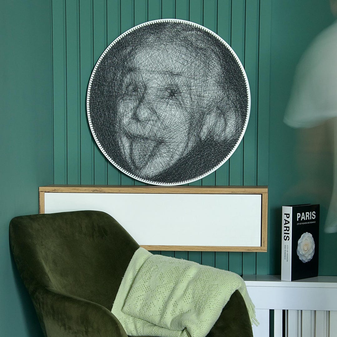Science Genius String Art, Custom Einstein Monochrome Portrait ...