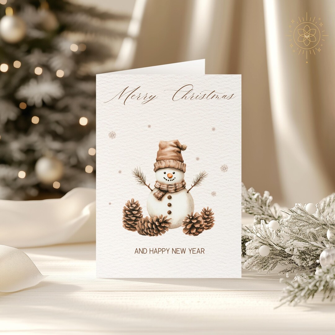 Printable Christmas Card | Adorable Snowman Holiday Design | Winter ...