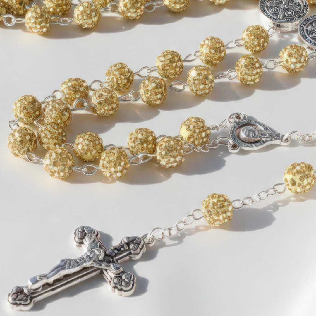 Yellow Rosary • Handmade Golden Prayer Beads, Christian Gift - Etsy