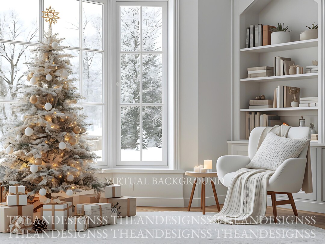 Christmas Zoom Background • Winter Virtual White Cozy Minimalist ...