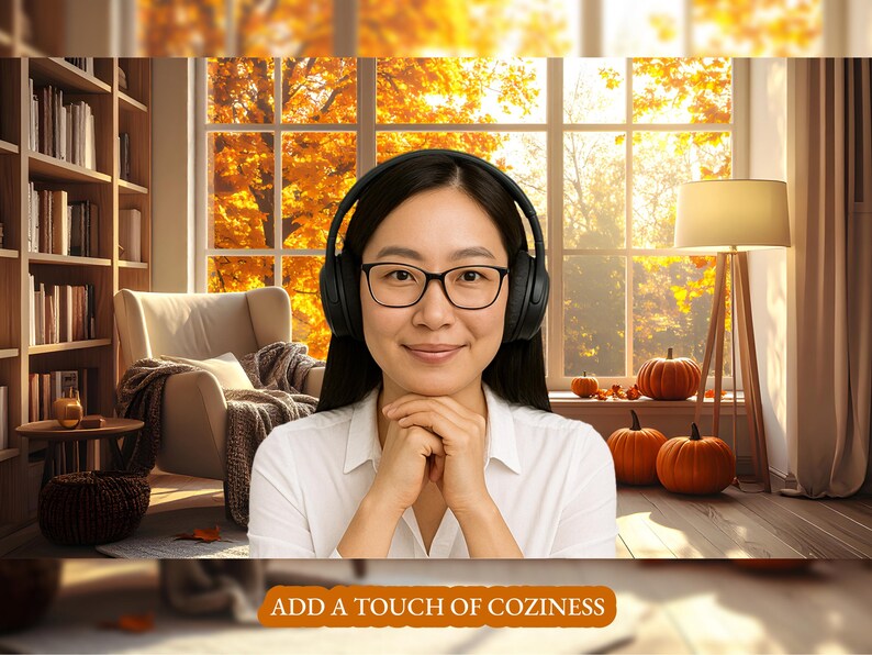 Fall Virtual Background Cozy Home Interior Office Zoom Room Meeting ...