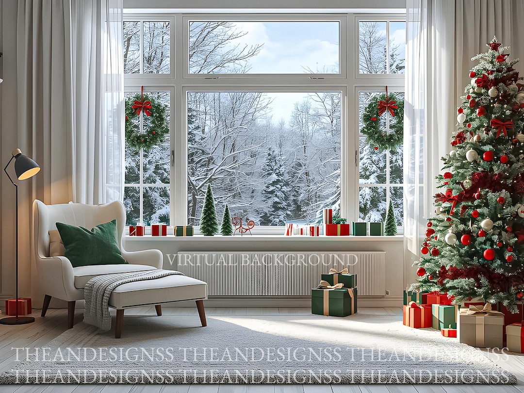 Christmas Zoom Background • Festive Digital Backdrop • Winter Holiday ...