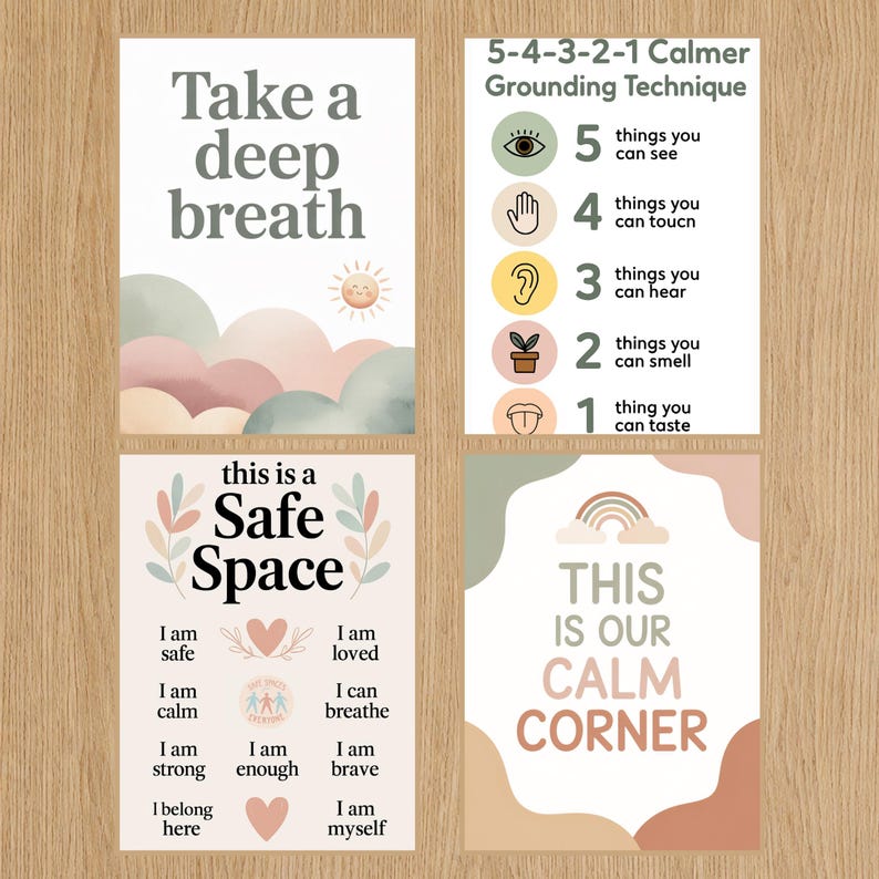 Calm Corner Poster Bundle | Boho Neutral SEL Classroom Decor (digital ...