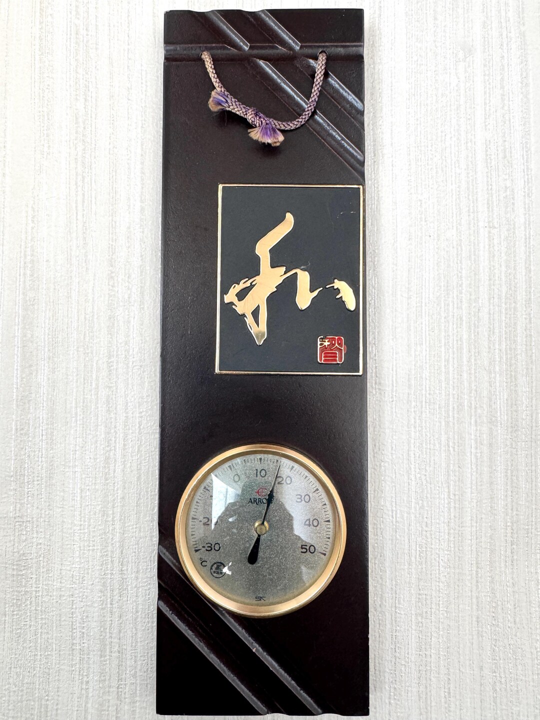 Japanese Wooden Wall Thermometer With Kanji “wa”｜vintage Showa Wall ...
