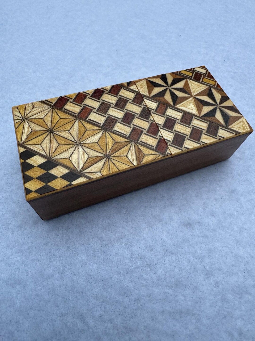 Vintage Japanese Yosegi Puzzle Box Hakone Secret Trick Box Coin Magic ...