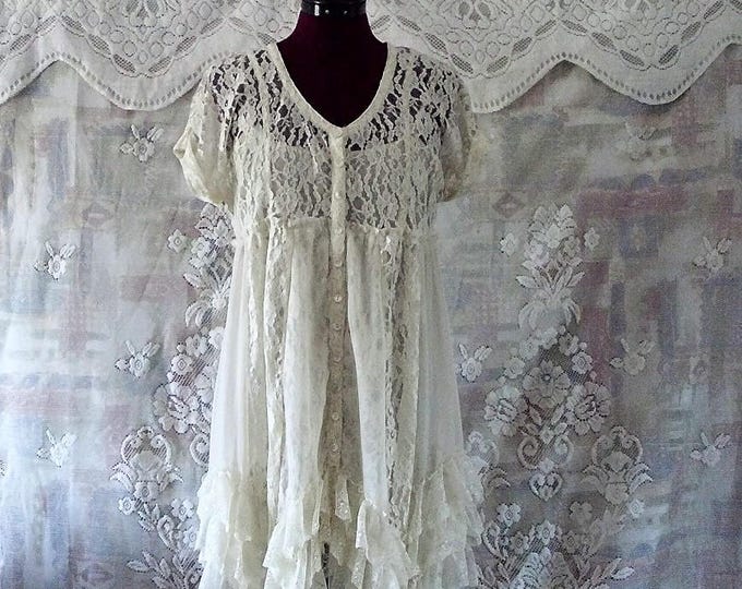 Boho Lace and Chiffon Ruffle Dress - Etsy