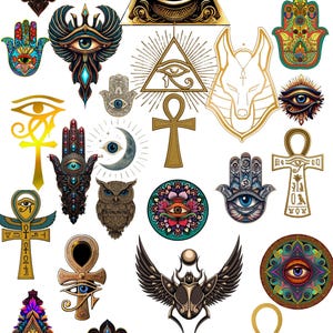 Ancient Egyptian Symbols Digital Bundle | Hamsa Hand, Scarab, Third Eye ...
