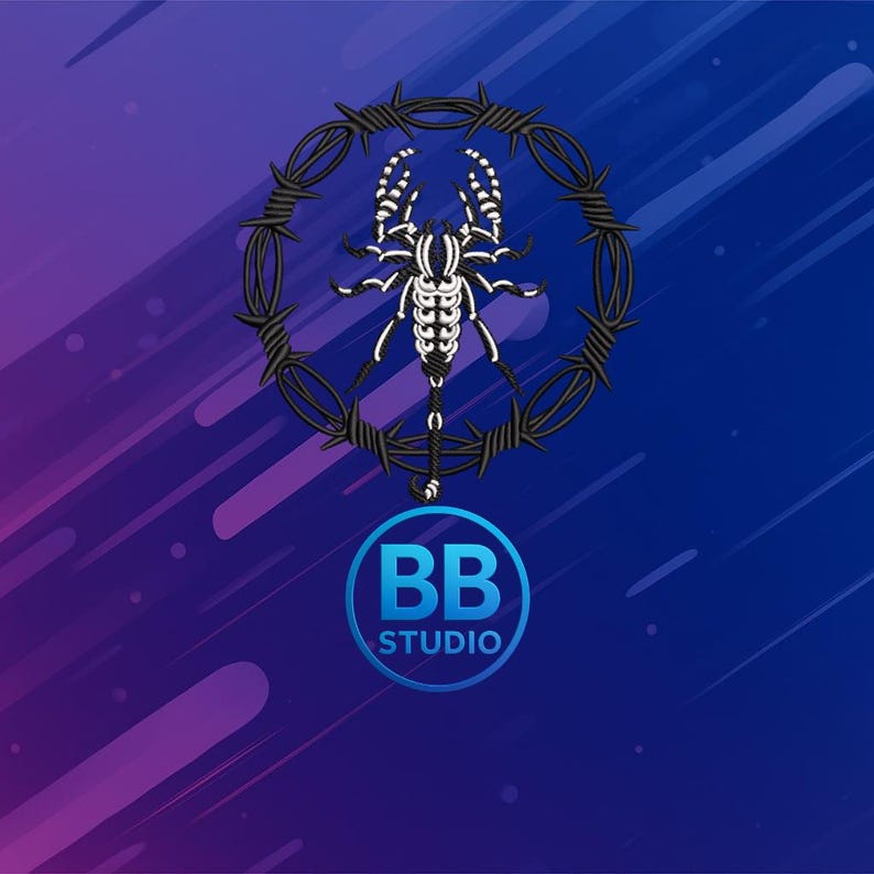 Gothic Scorpion Tattoo Embroidery Design – Barbed Wire Patch – PES DST ...
