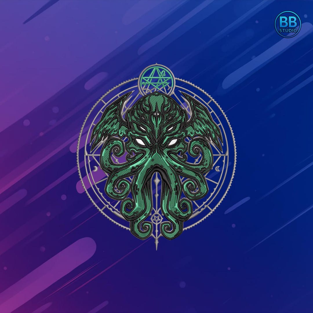 Cthulhu Embroidery Design PES DST JEF | Lovecraft Mythos Patch | Gothic ...